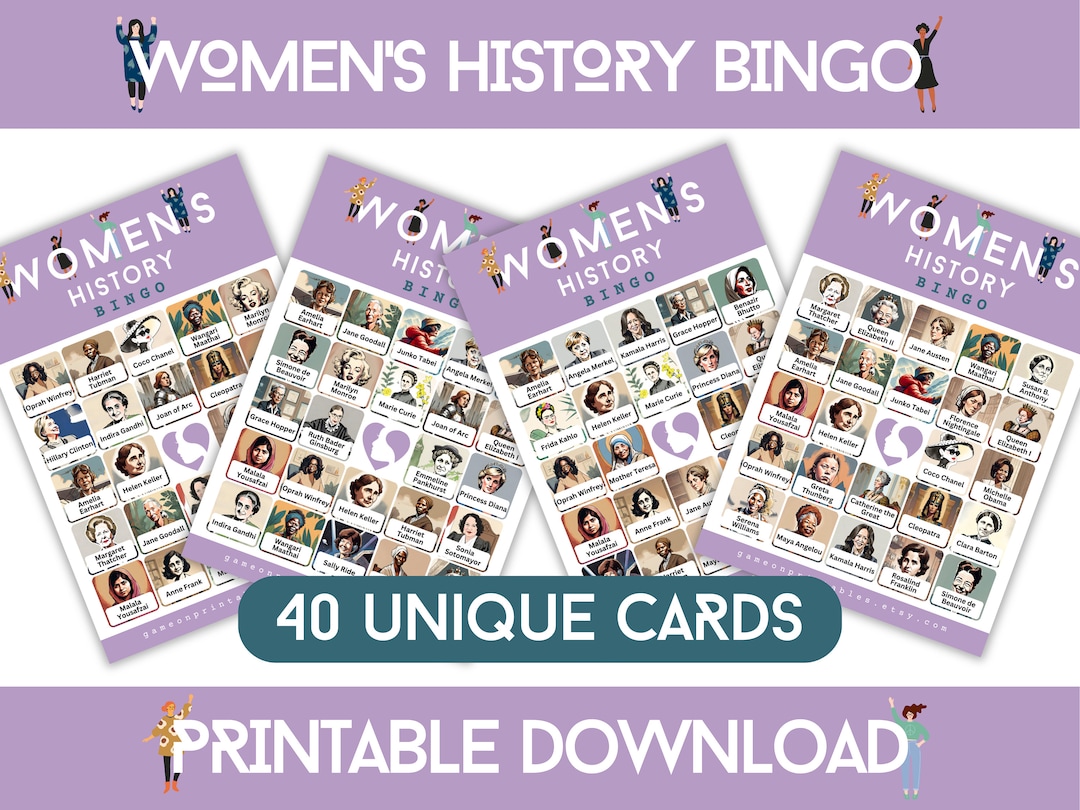 Women's History Month Bingo Game | International Women's Day Bingo 40 ...