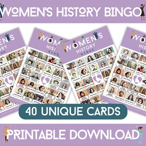 Women's History Month Bingo Game | International Women's Day Bingo 40 ...