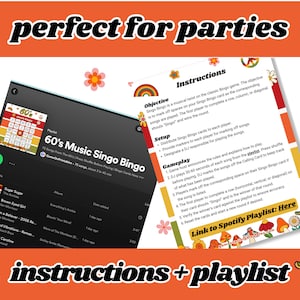 60s Music Bingo | 1960s Singo Bingo | 40 Bingo Cards | Music Bingo With ...