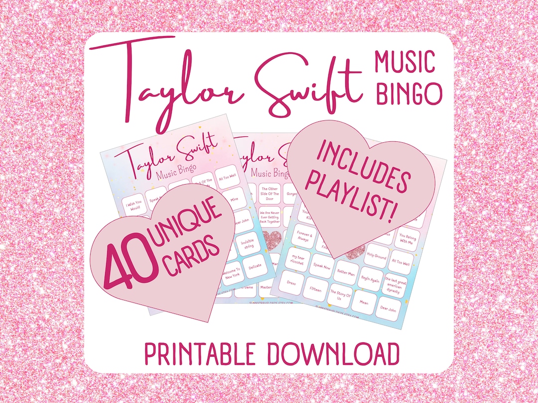 Taylor Swift Music Bingo 40 Bingo Cards Taylor Swift Bingo - Etsy