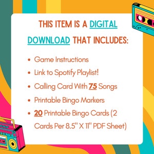 80s Music Bingo With Playlist, 20 Bingo Cards, Singo, 80s Bingo, 1980s ...