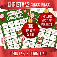 Christmas Music Bingo, Holiday Songs, 100 Cards + Playlist, Fun Game ...