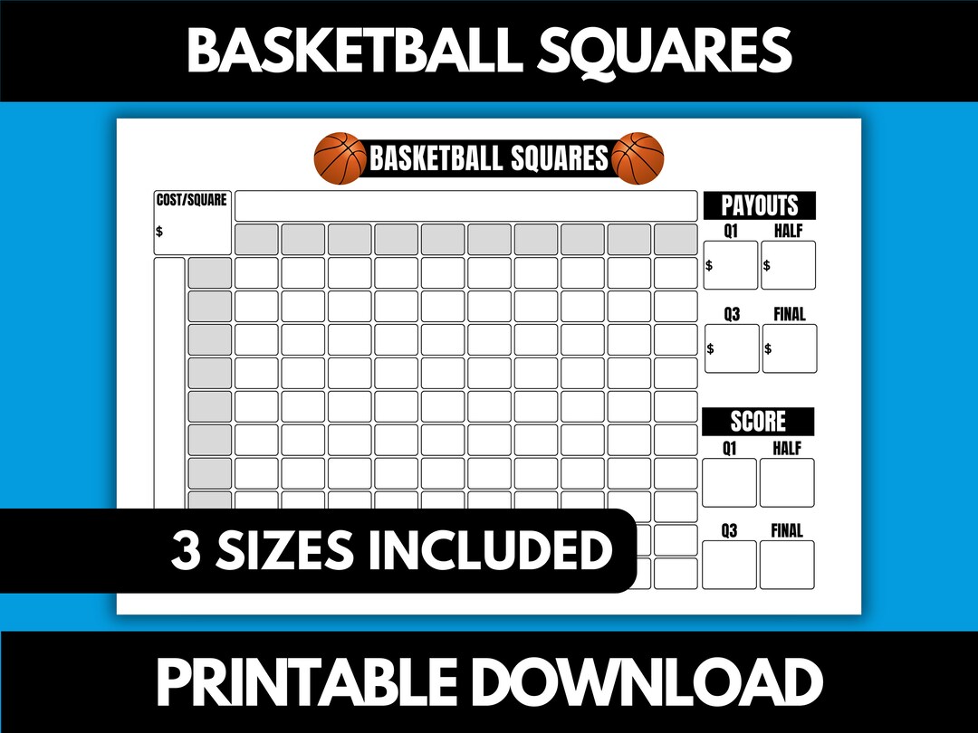 Women's College Basketball Pool Squares Basketball Party Games ...