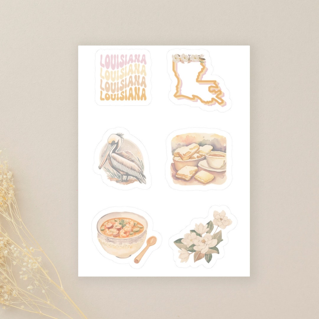 Louisiana Sticker Sheet | Louisiana State Symbols | 6 Kiss-cut Vinyl ...