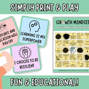 Growth Mindset Affirmations Bingo: 40 Printable Cards (digital Download ...