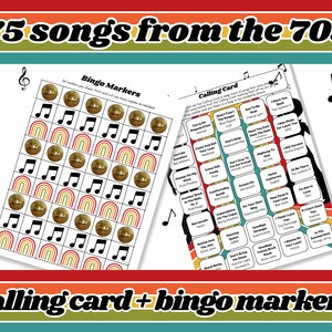 70s Music Bingo | 40 Printable Cards, Party Game (digital Download) - Etsy