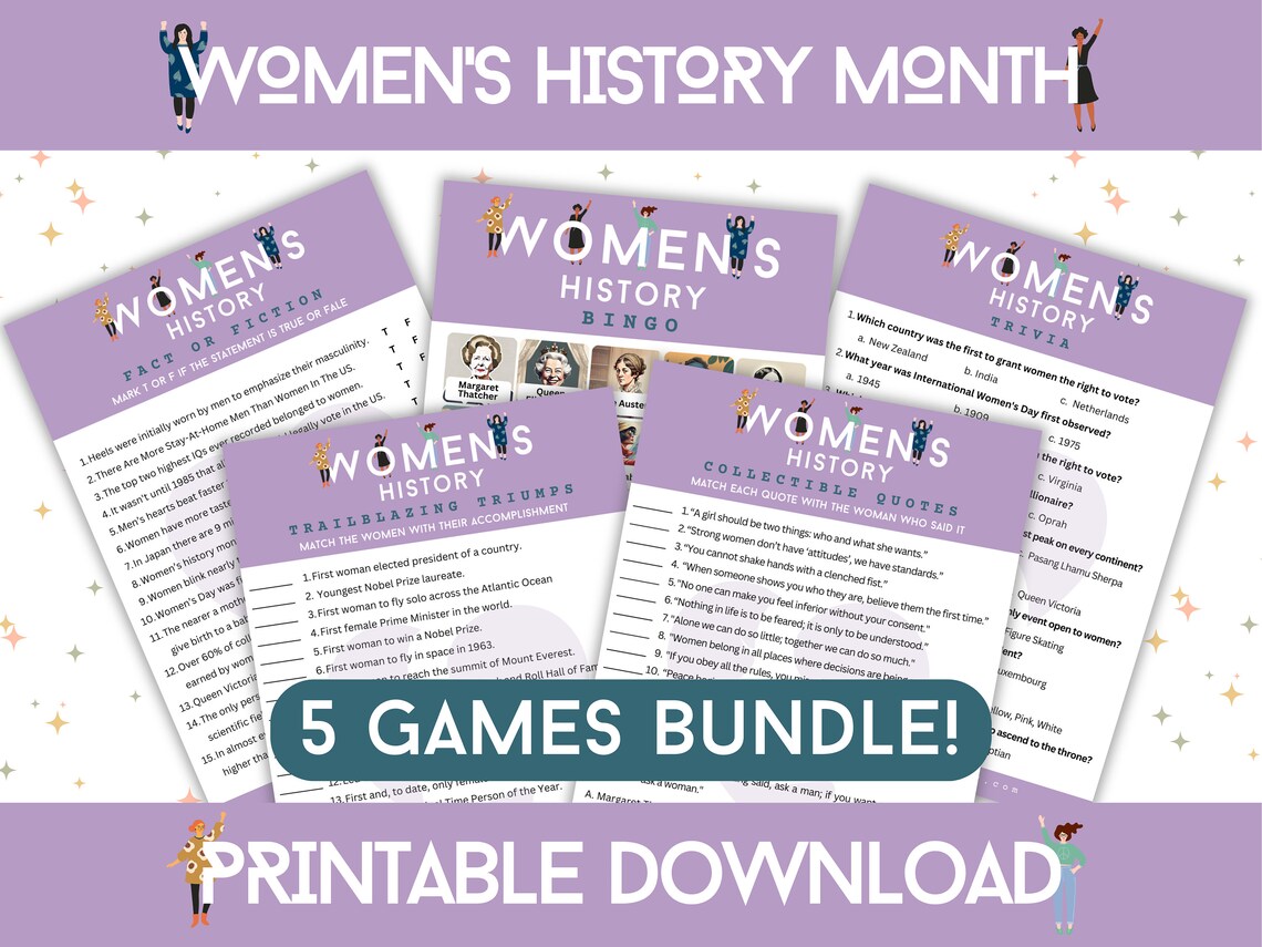 Women's History Month Game Bundle International Women's Day Games Women ...