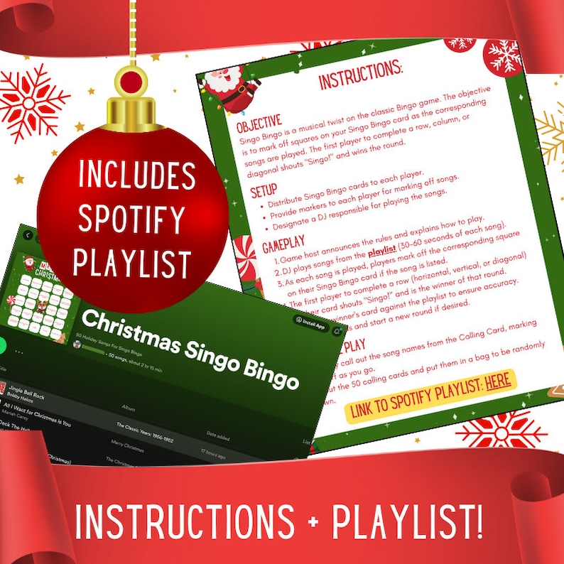 Christmas Singo Bingo | Christmas Music Bingo | 50 Christmas Songs, 100 ...
