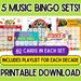 Music Bingo - 5 Pack | 60s, 70s, 80s, 90s, 2000s Music Bingo | 5 ...
