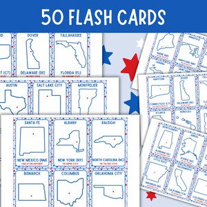 United States Bingo | 50 US State Capital Flash Cards | 40 Educational ...