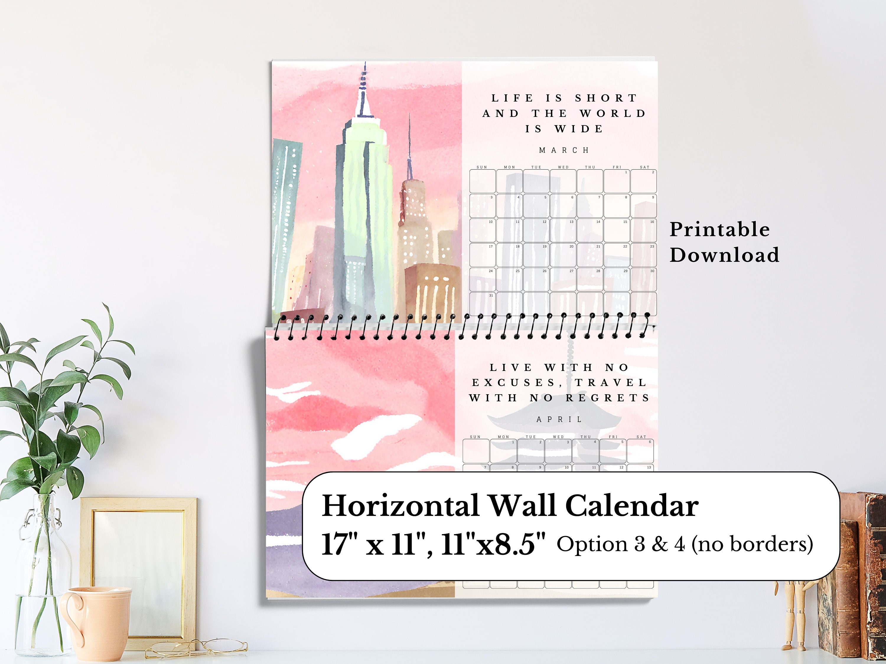 2024 Wall Calendar 2024 Travel Calendar Yearly Planner 12 Month Planner ...