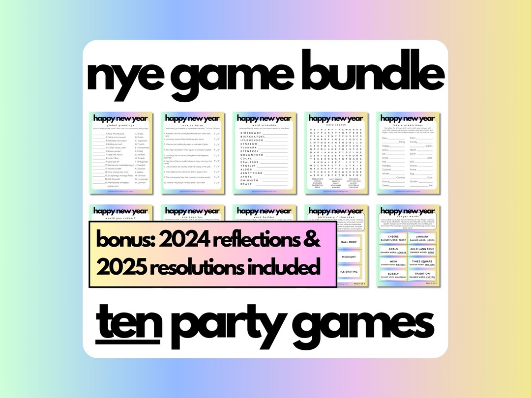 New Years Game Bundle Fun New Year's Eve Party Games NYE Games 2024 ...