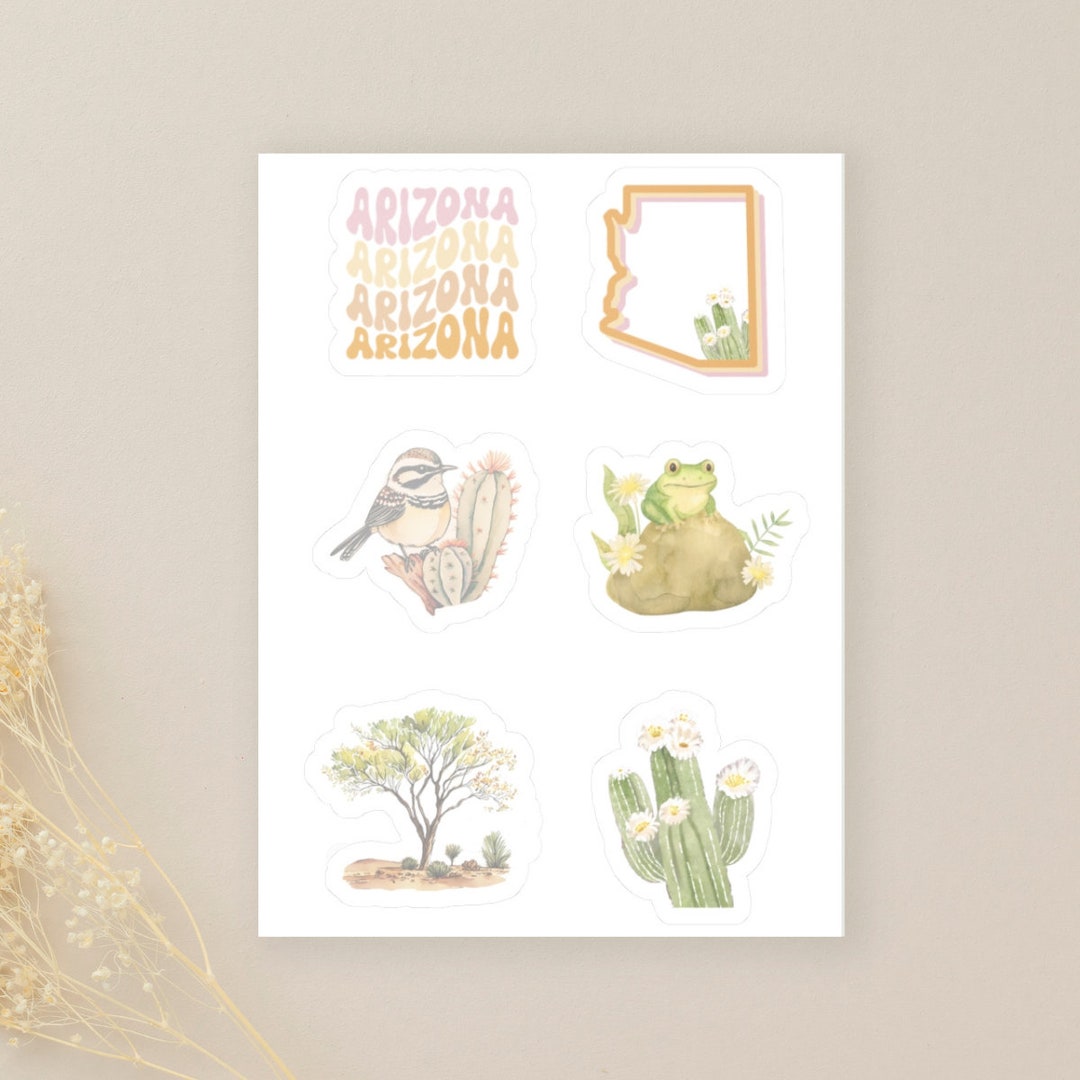 Arizona Sticker Sheet | Arizona State Symbols | 6 Kiss-cut Vinyl ...