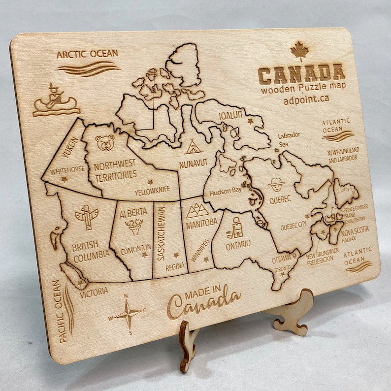 Personalized Wooden Map Puzzle of Canada - Etsy