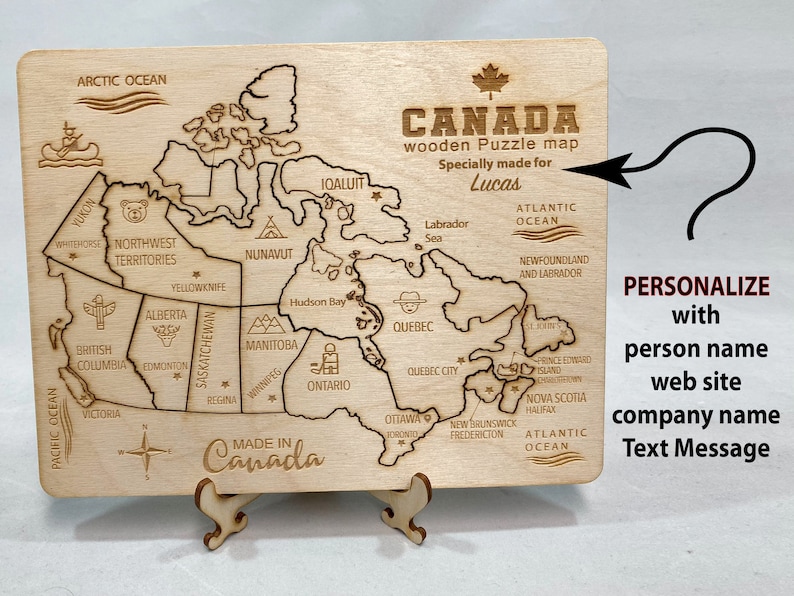 Personalized Wooden Map Puzzle of Canada - Etsy