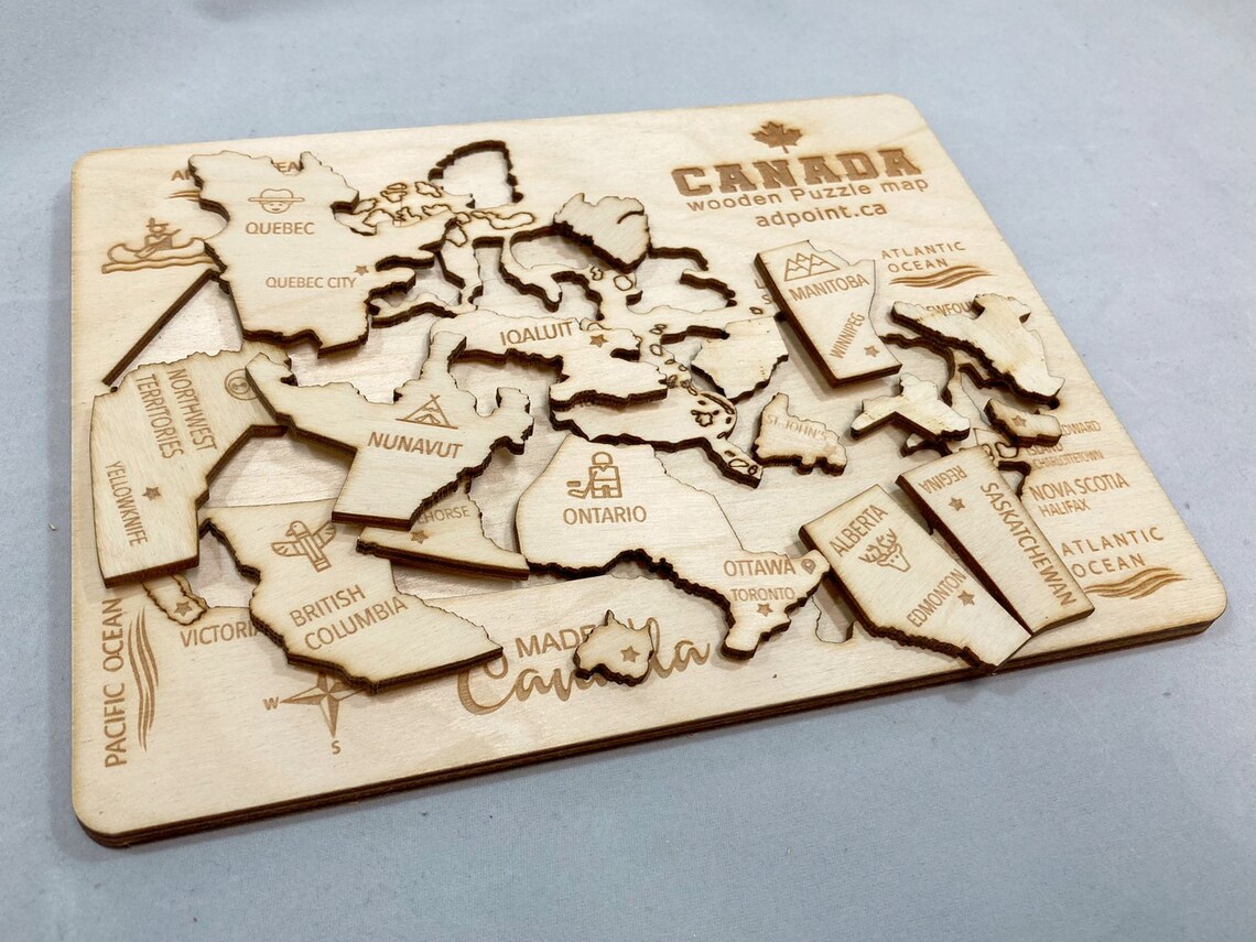 Personalized Wooden Map Puzzle of Canada - Etsy Canada