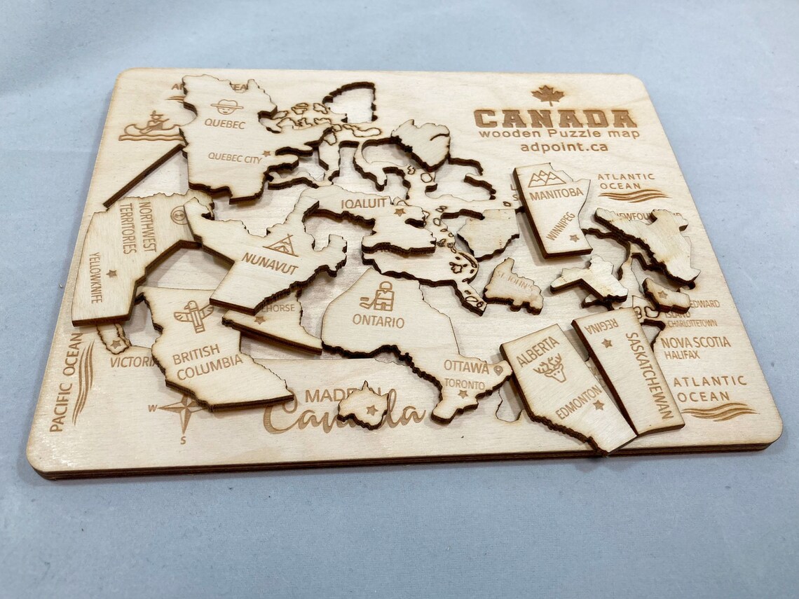 Personalized Wooden Map Puzzle of Canada - Etsy Canada