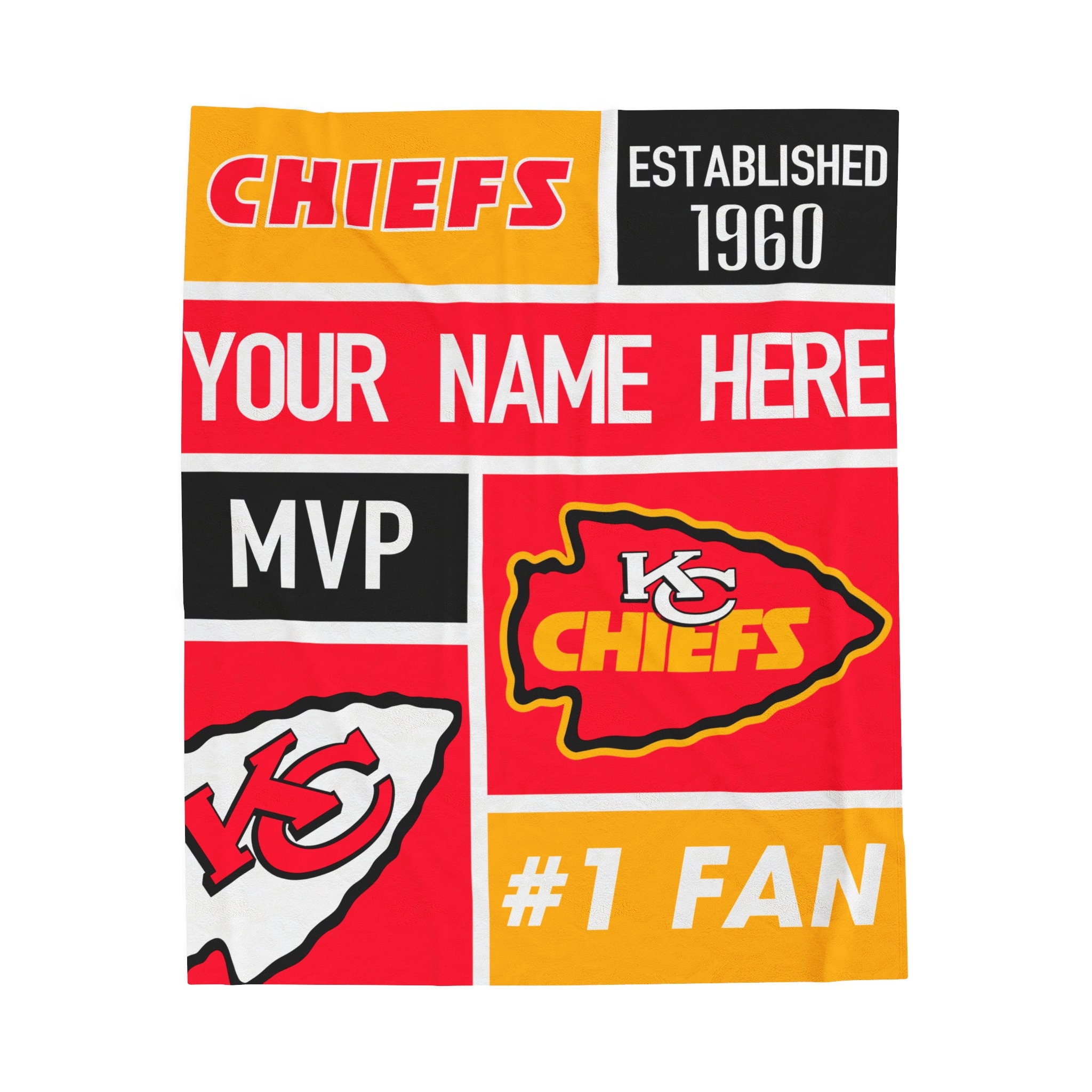 Personalized Kansas City Football Blanket, Chiefs Custom Blanket ...