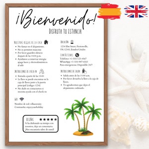 Spanish Welcome Sign for Airbnb and VRBO Hosts, Editable Vacation ...