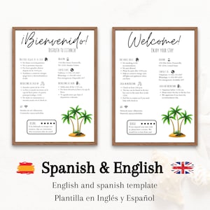 Spanish Welcome Sign for Airbnb and VRBO Hosts, Editable Vacation ...