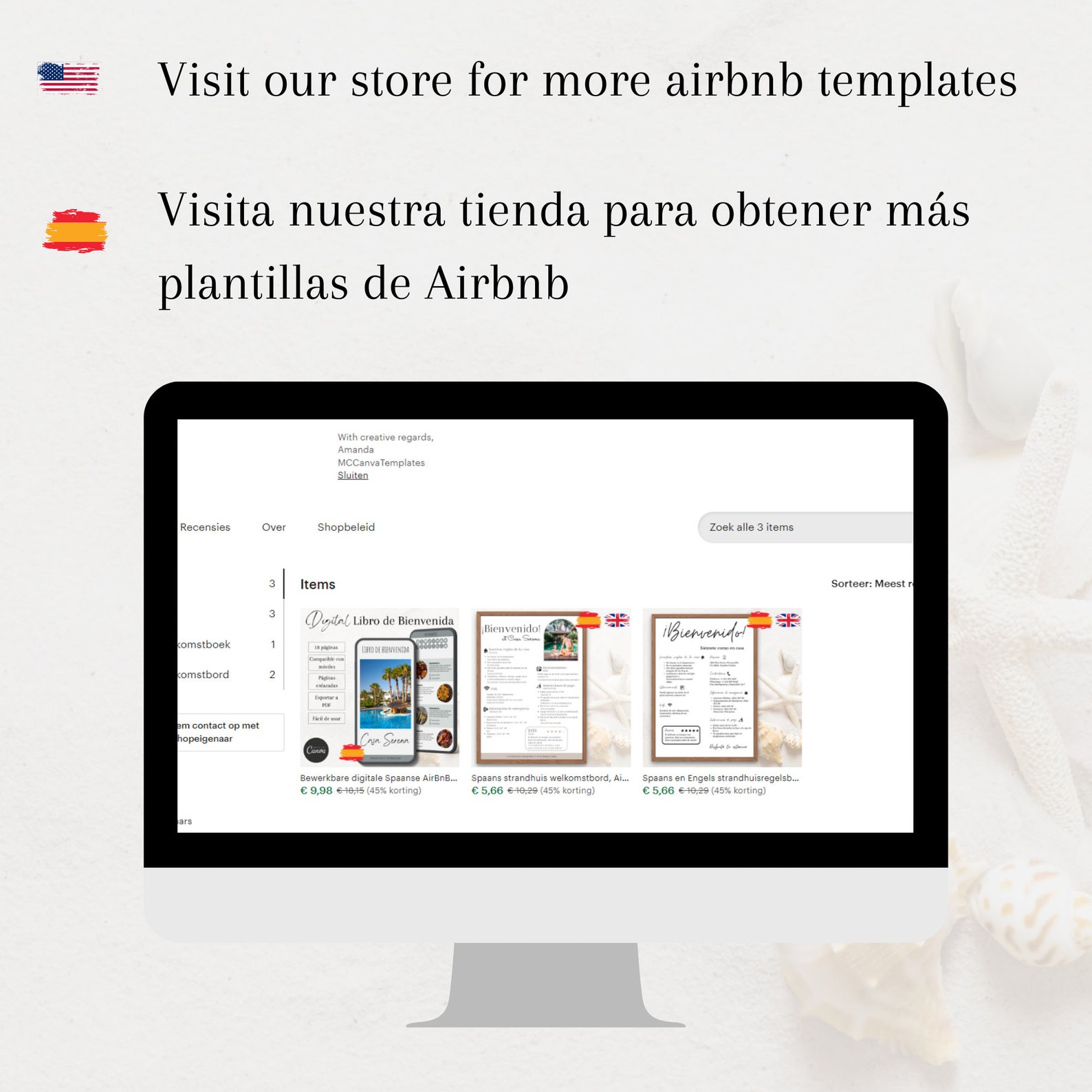 Chic Spanish Guest Arrival Poster for Airbnb and VRBO Hosts Printable ...