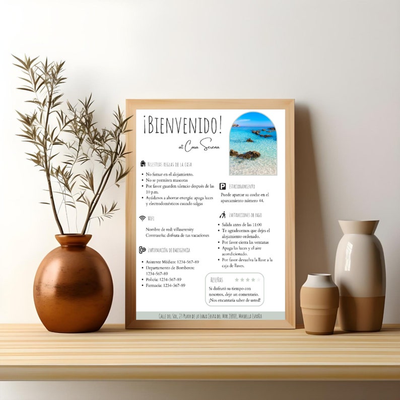 Spanish Airbnb Welcome Sign, Airbnb & VRBO Host Essential, Printable ...