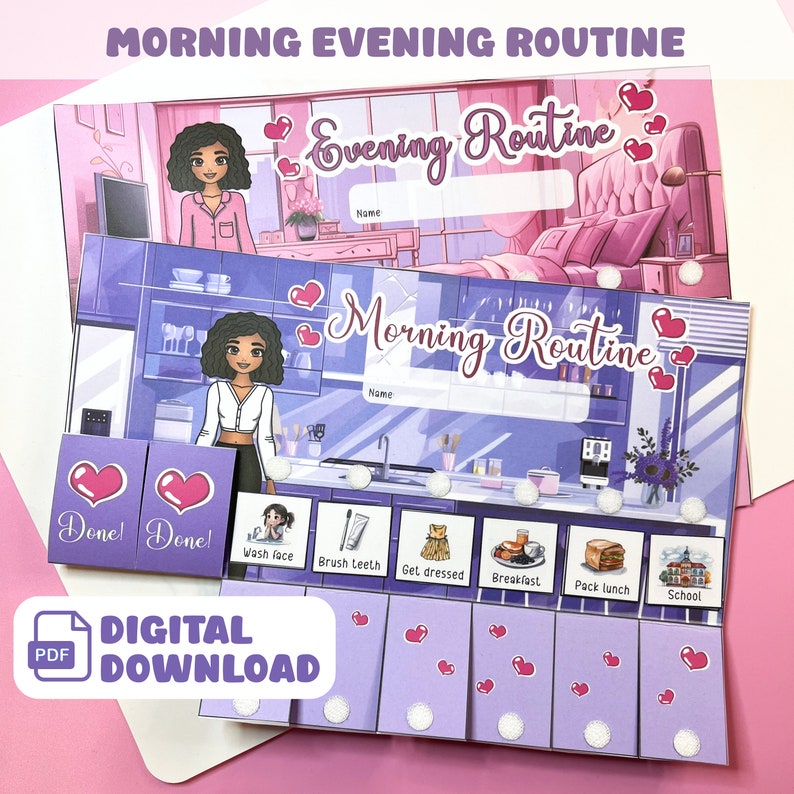 Morning & Evening Routine Printable Daily Routine Flip Chart Kids Daily ...