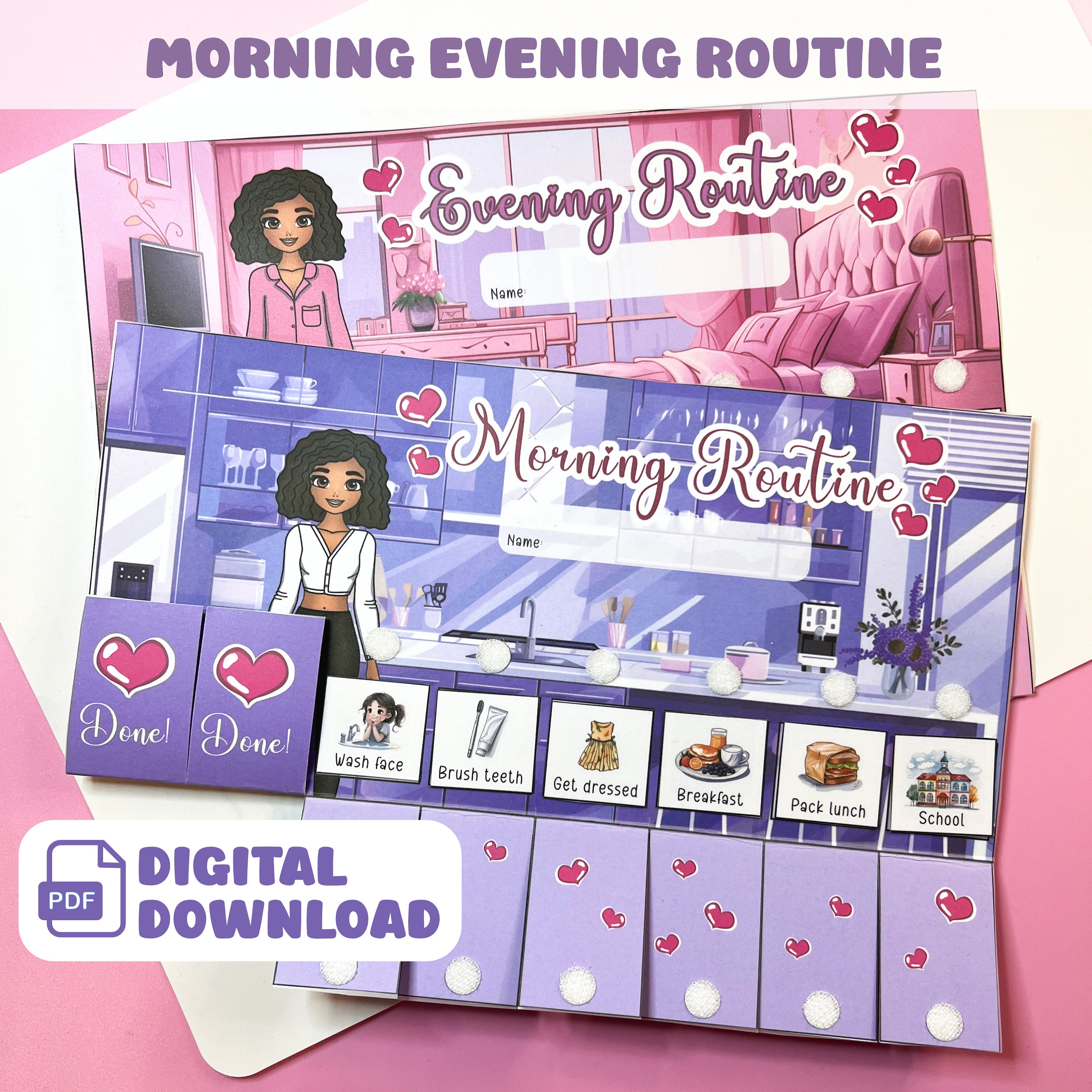 Morning & Evening Routine Printable Daily Routine Flip Chart Kids Daily ...