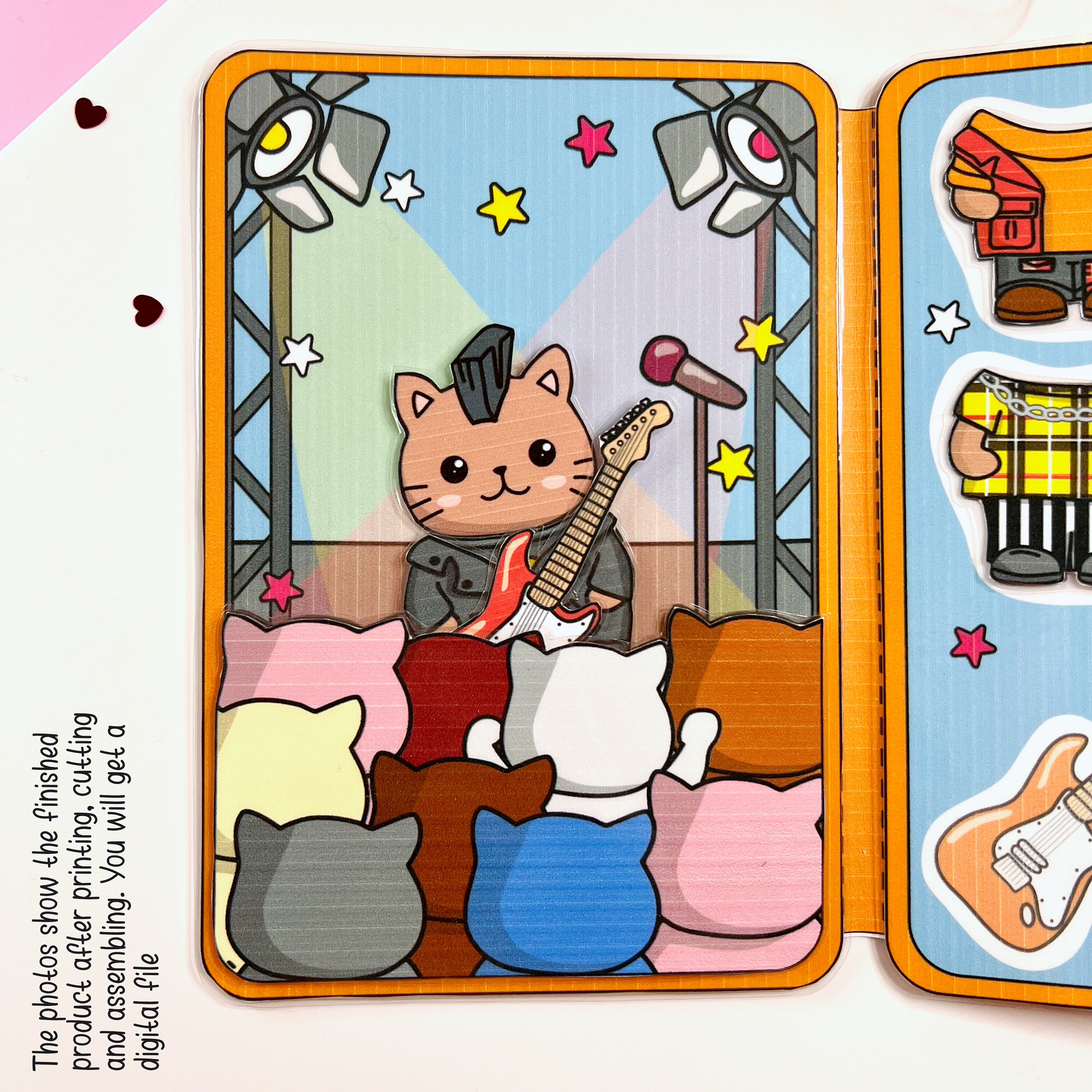 Printable Paper Doll Cat Rockstar Paper Doll for Toddler Dress up Punk ...