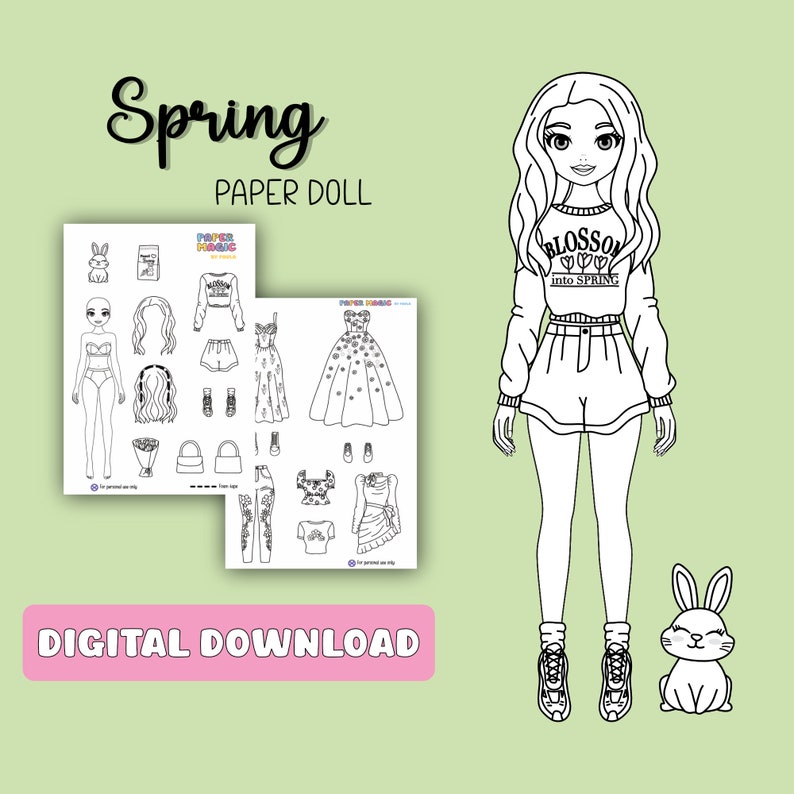 Spring Coloring Pages Printable Paper Doll Activity for Kids Coloring ...