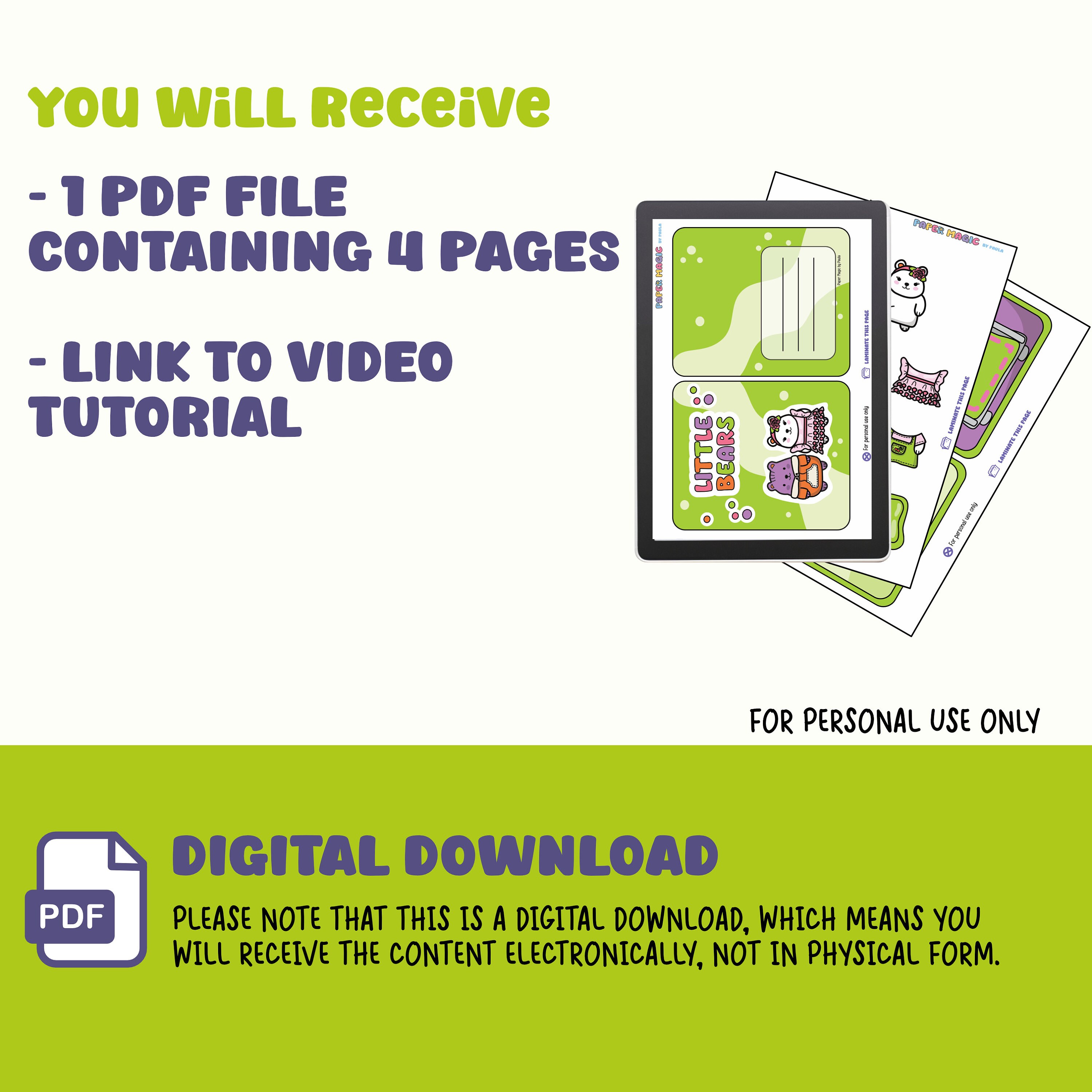 Busy Book for Toddlers Little Bears Printable Paper Doll Busy Toddler ...