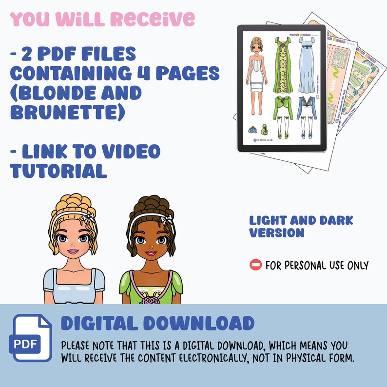 Printable Paper Doll Busy Book Vintage Paper Doll Dress up Girls ...