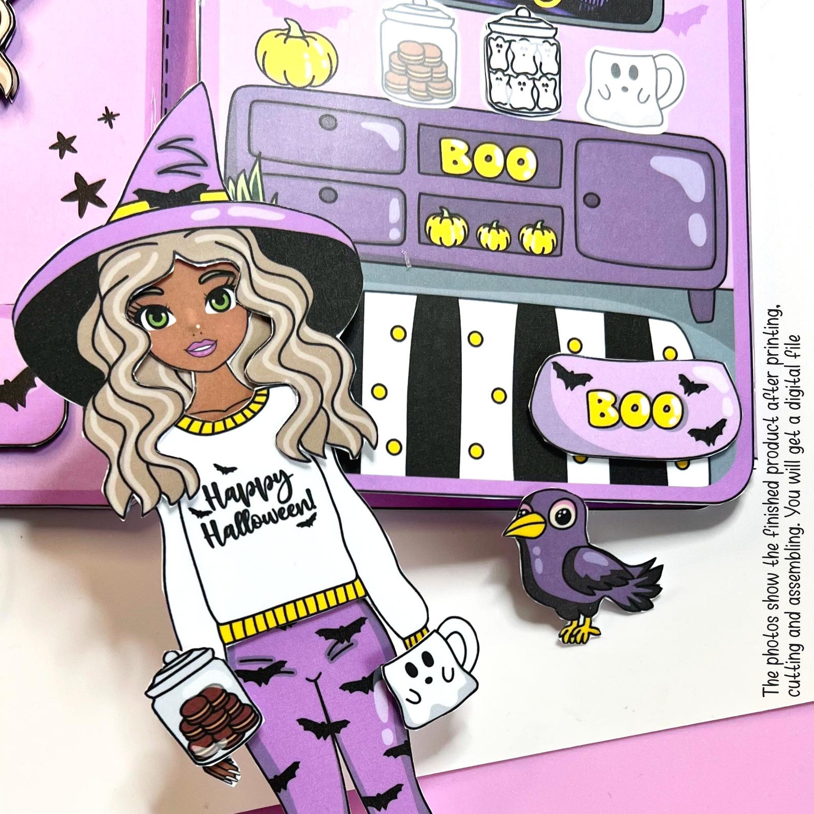 Halloween Paper Doll Printable: Witch & Raven Dress-up - Spooky Kids ...