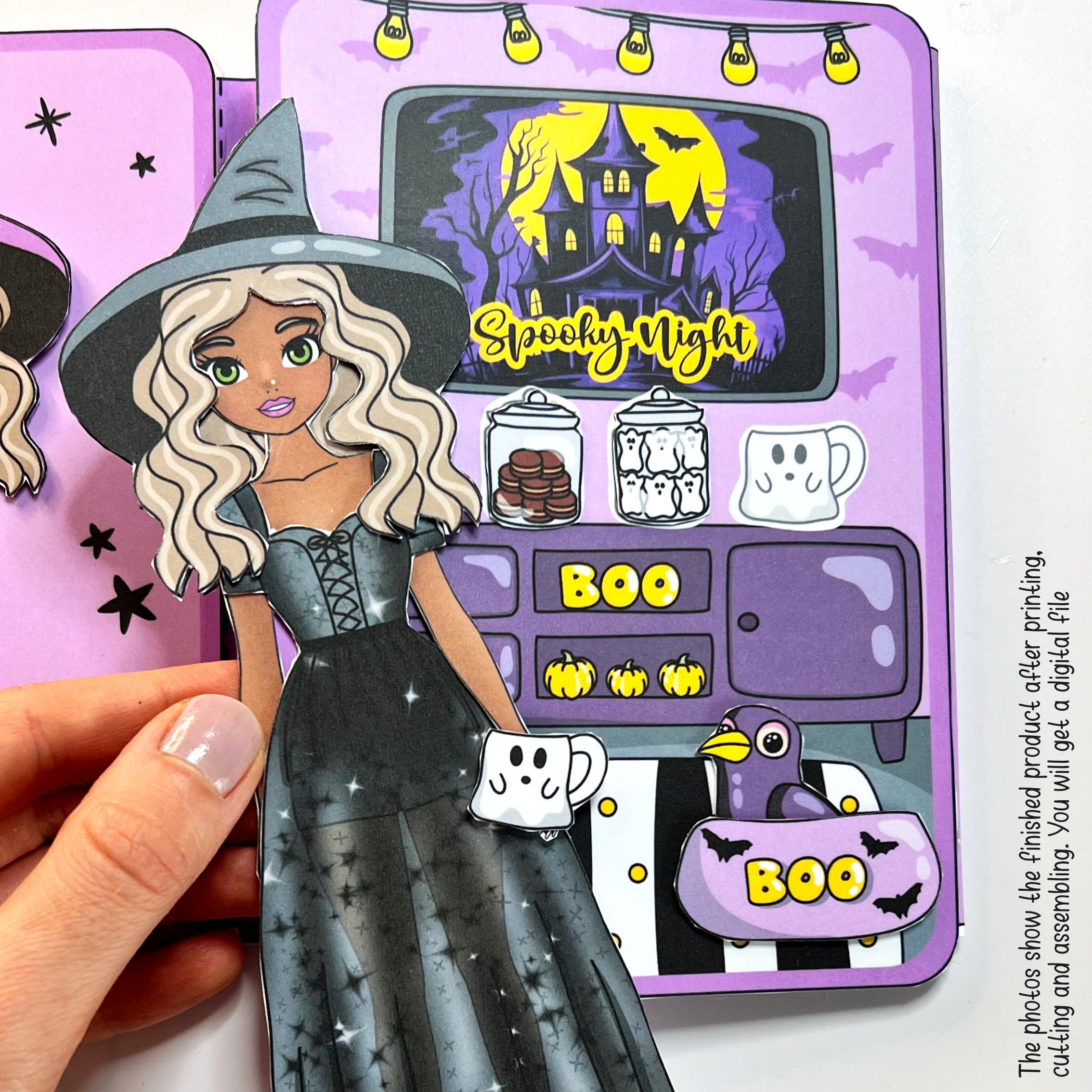Halloween Paper Doll Printable: Witch & Raven Dress-up - Spooky Kids ...