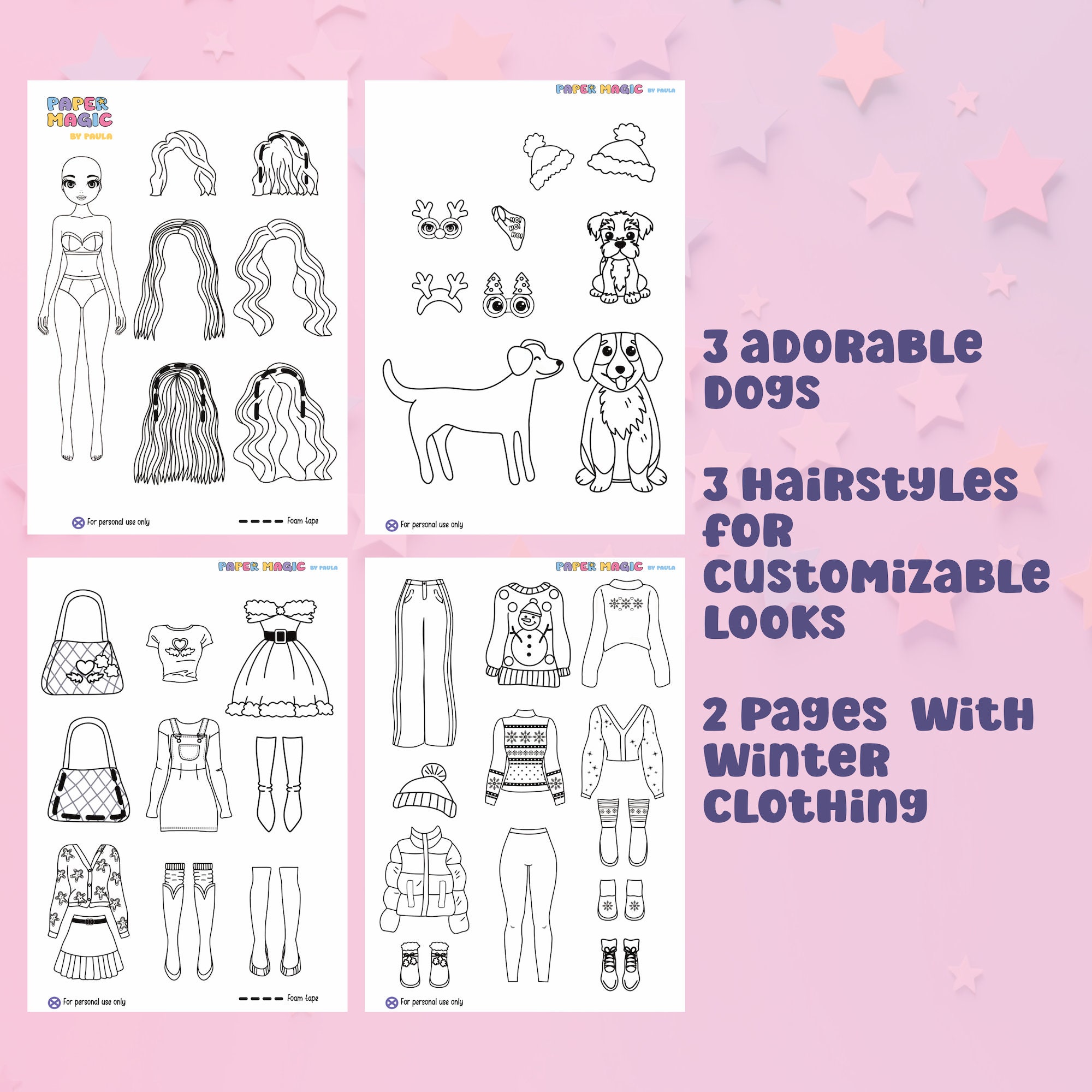 Coloring Pages Winter Paper Doll Dogs Coloring Pages Coloring Clothes ...