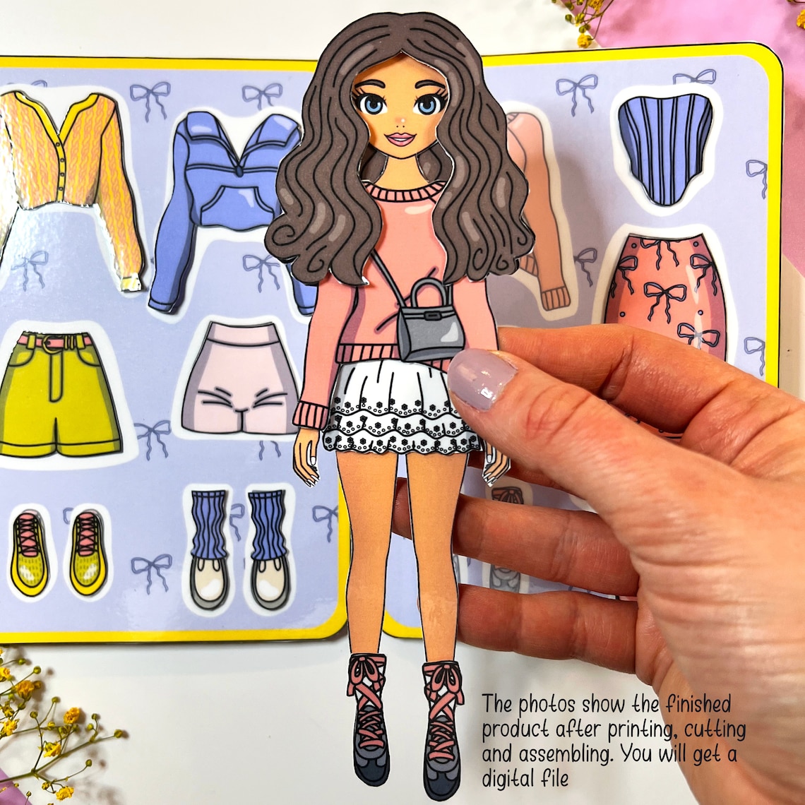 Printable Paper Doll Busy Book: Yellow Summer Girls Activities (PDF ...