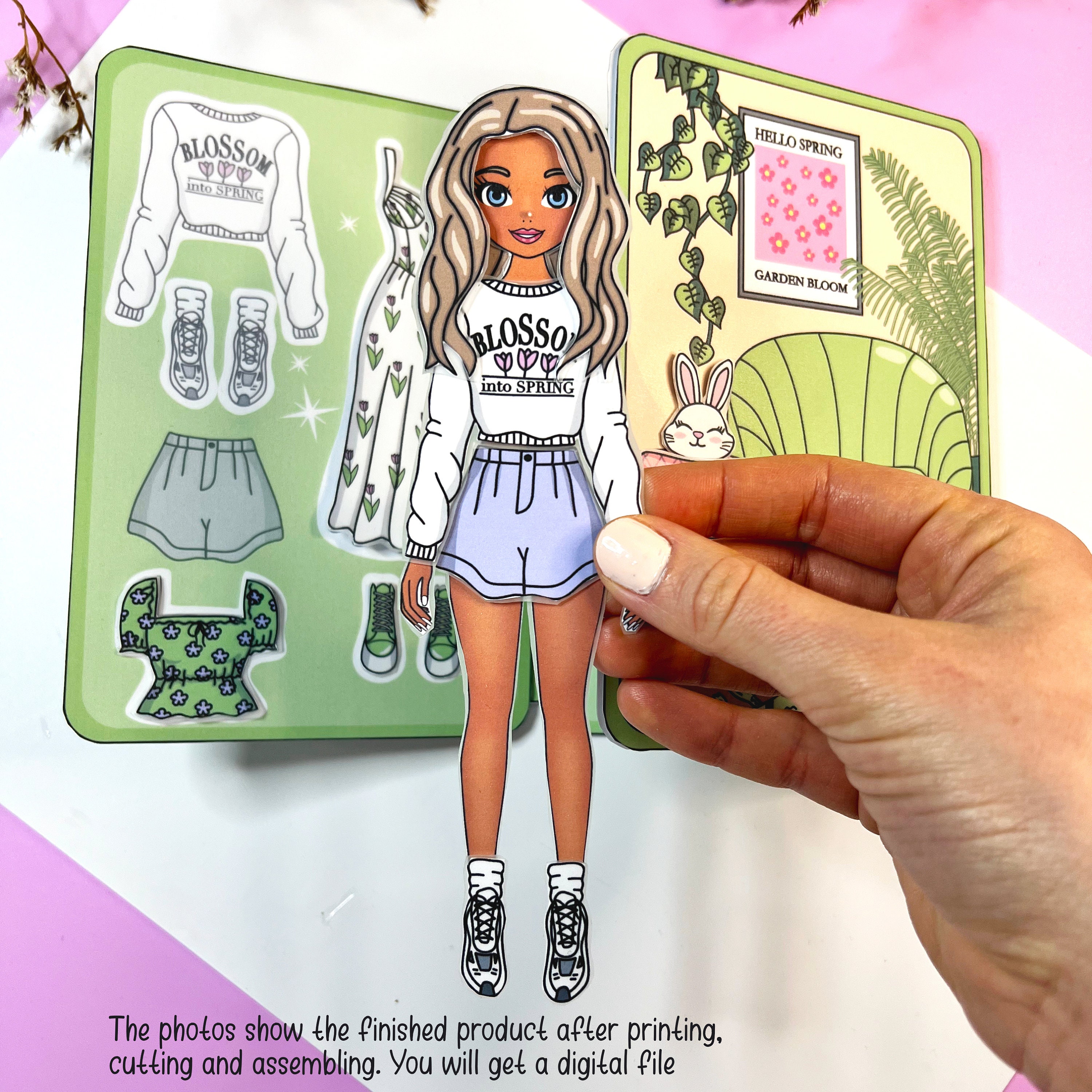 Printable Paper Doll Busy Book Spring Paper Doll Dress up Girls ...