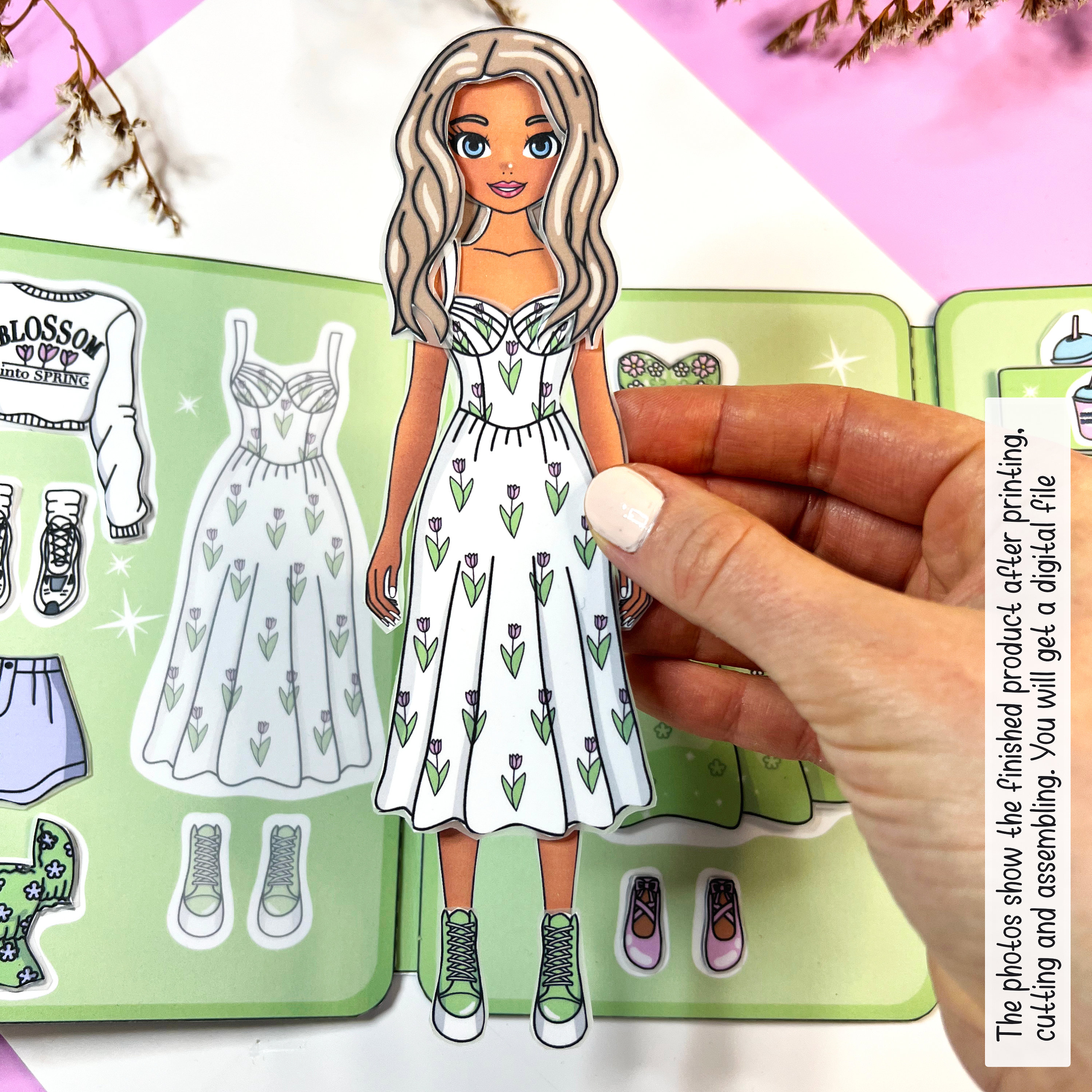 Printable Paper Doll Busy Book Spring Paper Doll Dress up Girls ...