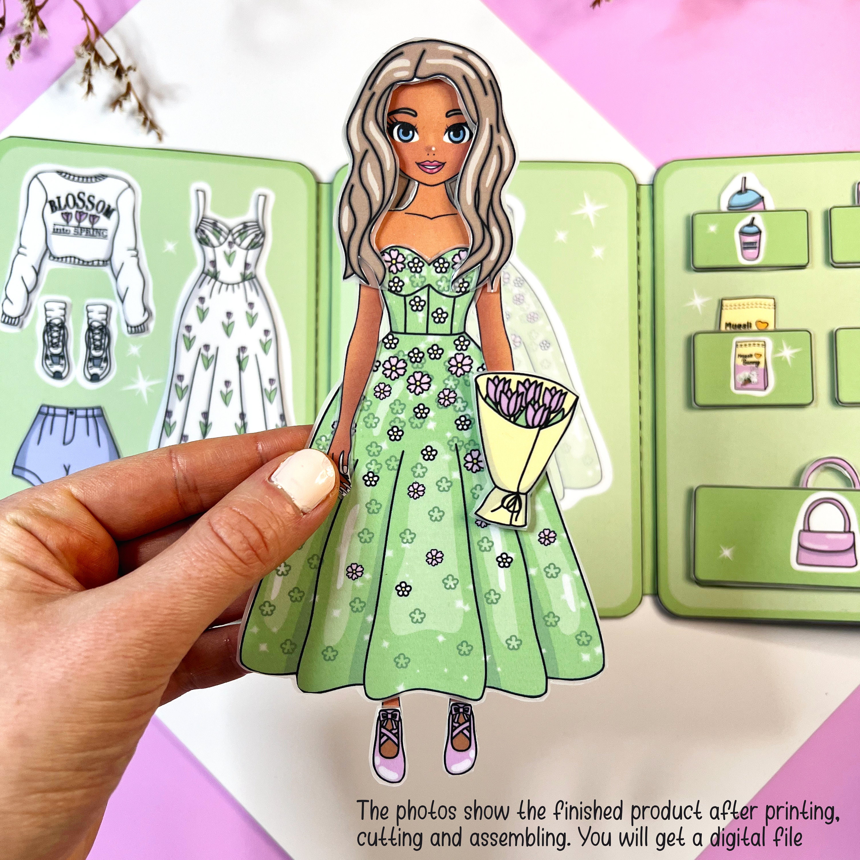 Printable Paper Doll Busy Book Spring Paper Doll Dress up Girls ...
