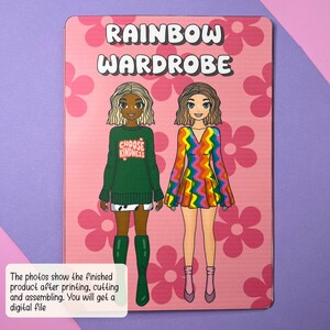 Printable Rainbow Paper Doll Clothes: Dress-up Activity Book (digital ...