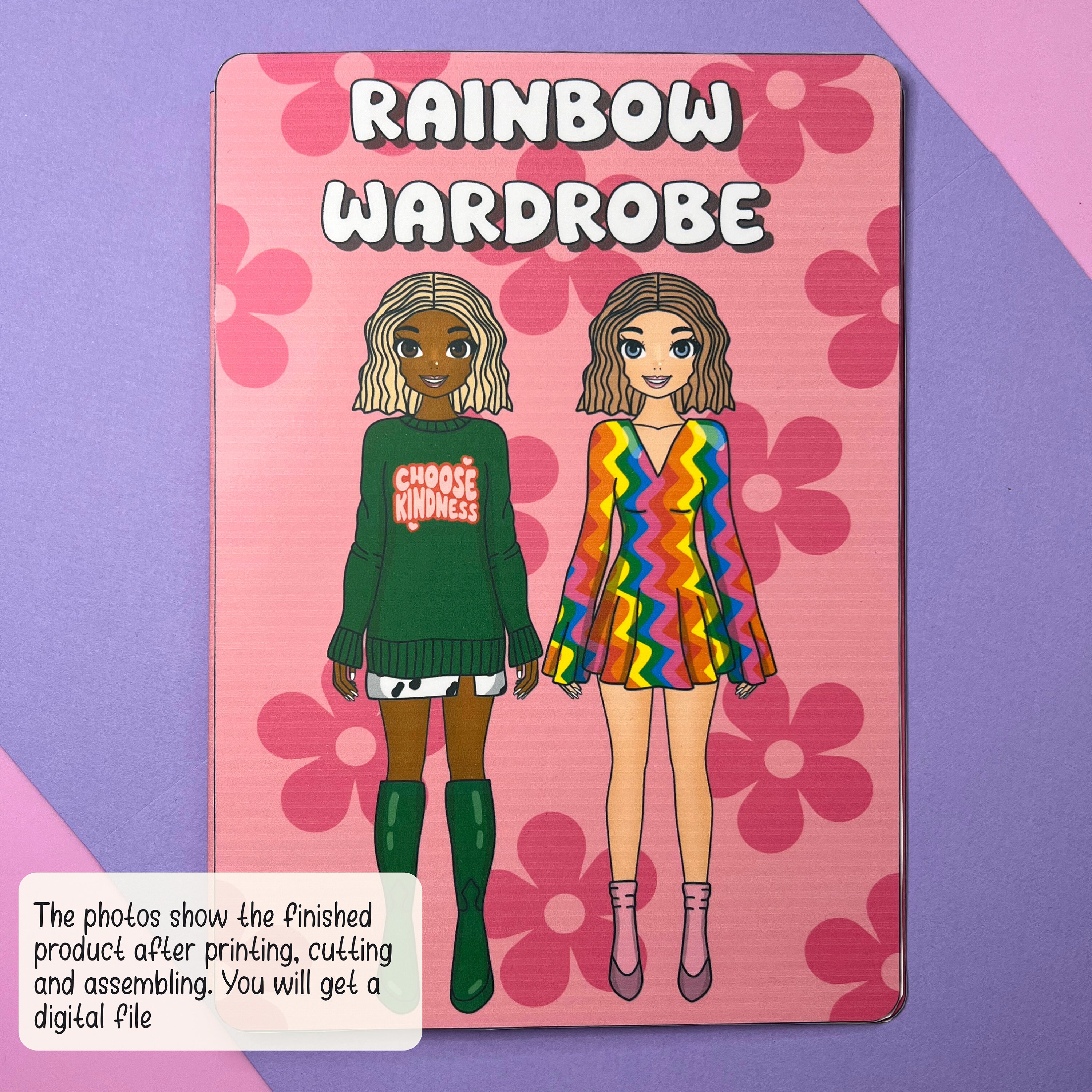 Printable Rainbow Paper Doll Clothes: Dress-up Activity Book (digital ...