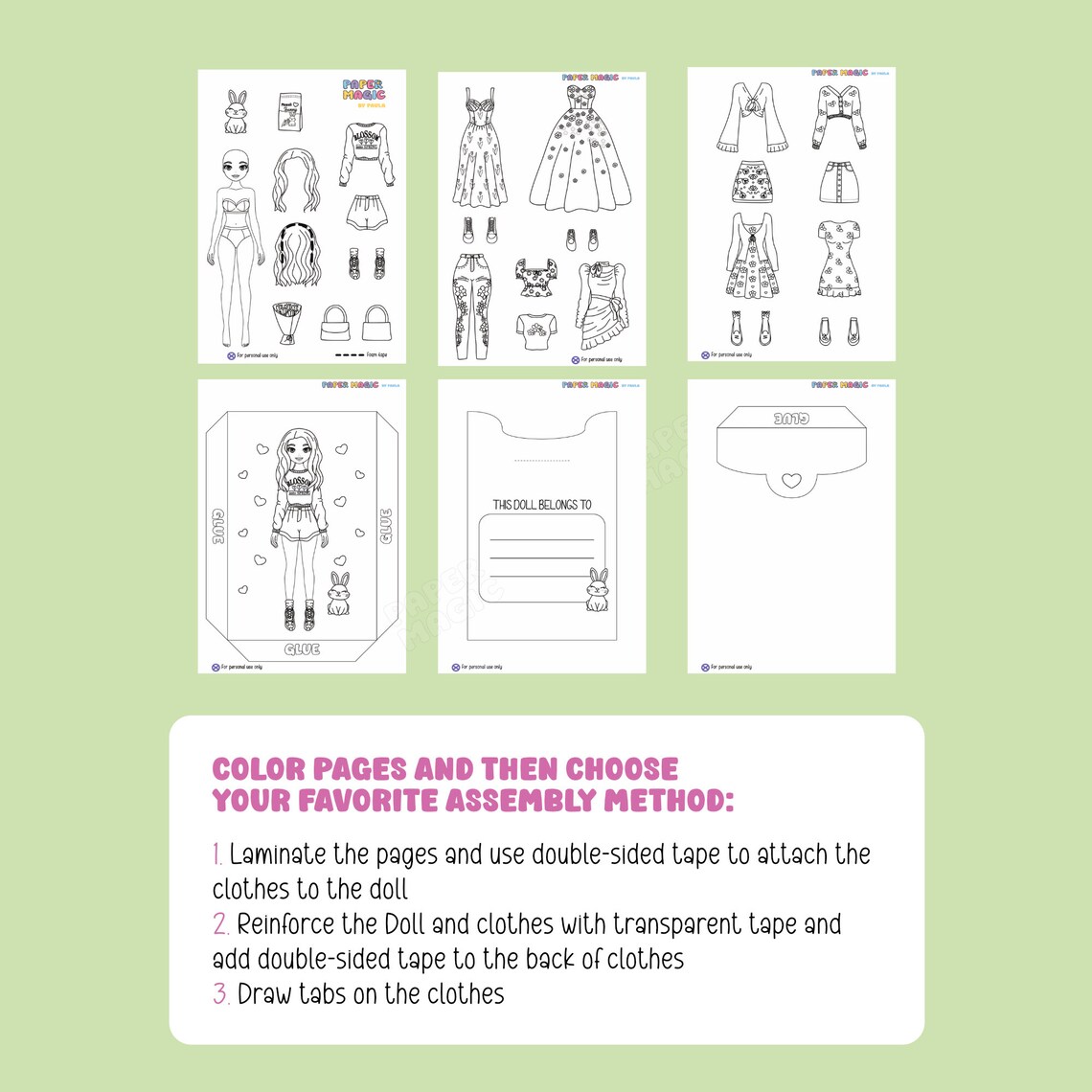 Spring Paper Doll Coloring Pages: Indoor Activities for Kids (digital ...