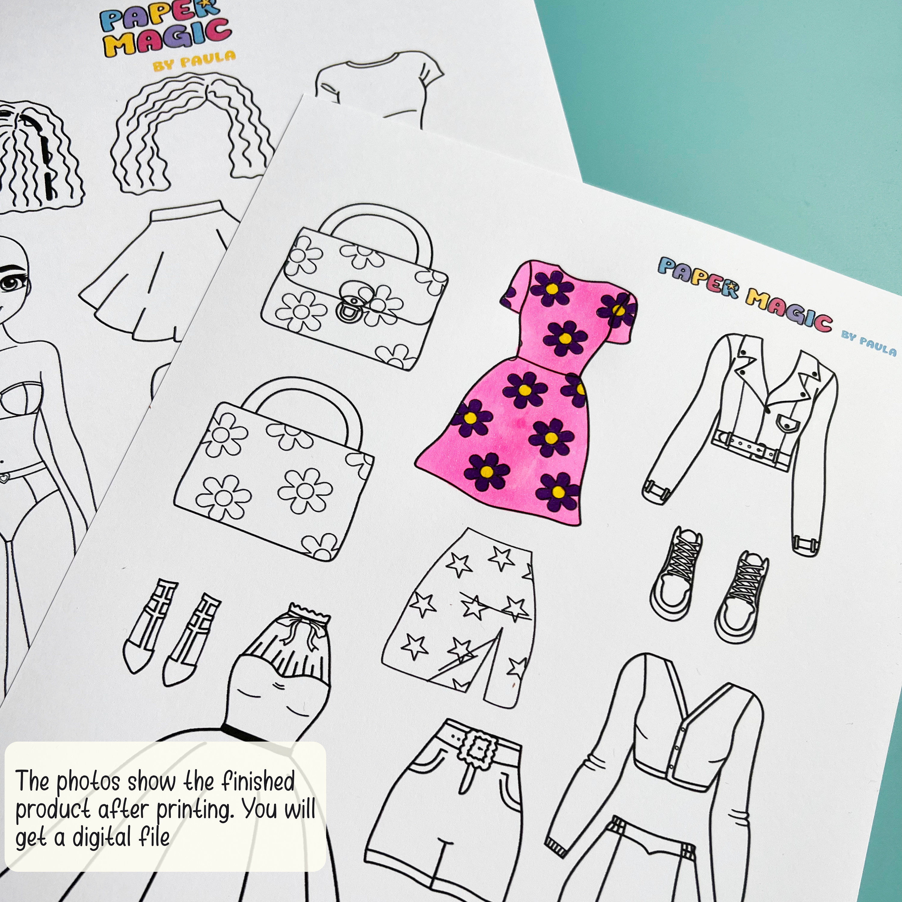 Printable Paper Doll Coloring Pages: Indoor Activity for Kids (digital ...
