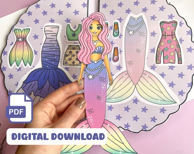 Art Dolls, Mermaid, Mermaid Paper Doll, Paper Doll, Printable Paper ...