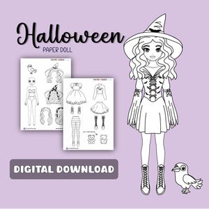 Halloween Coloring Pages Paper Doll Witch Dress up Simple Coloring ...