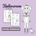 Halloween Witch Paper Doll Coloring Pages: Dress-up Activity (digital ...
