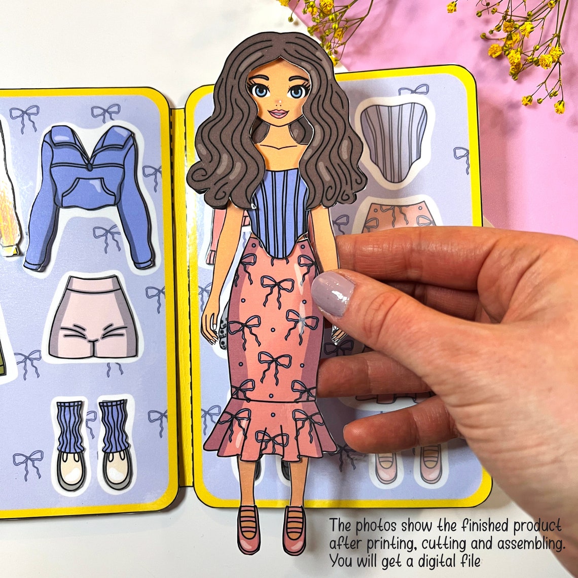 Printable Paper Doll Busy Book: Yellow Summer Girls Activities (PDF ...