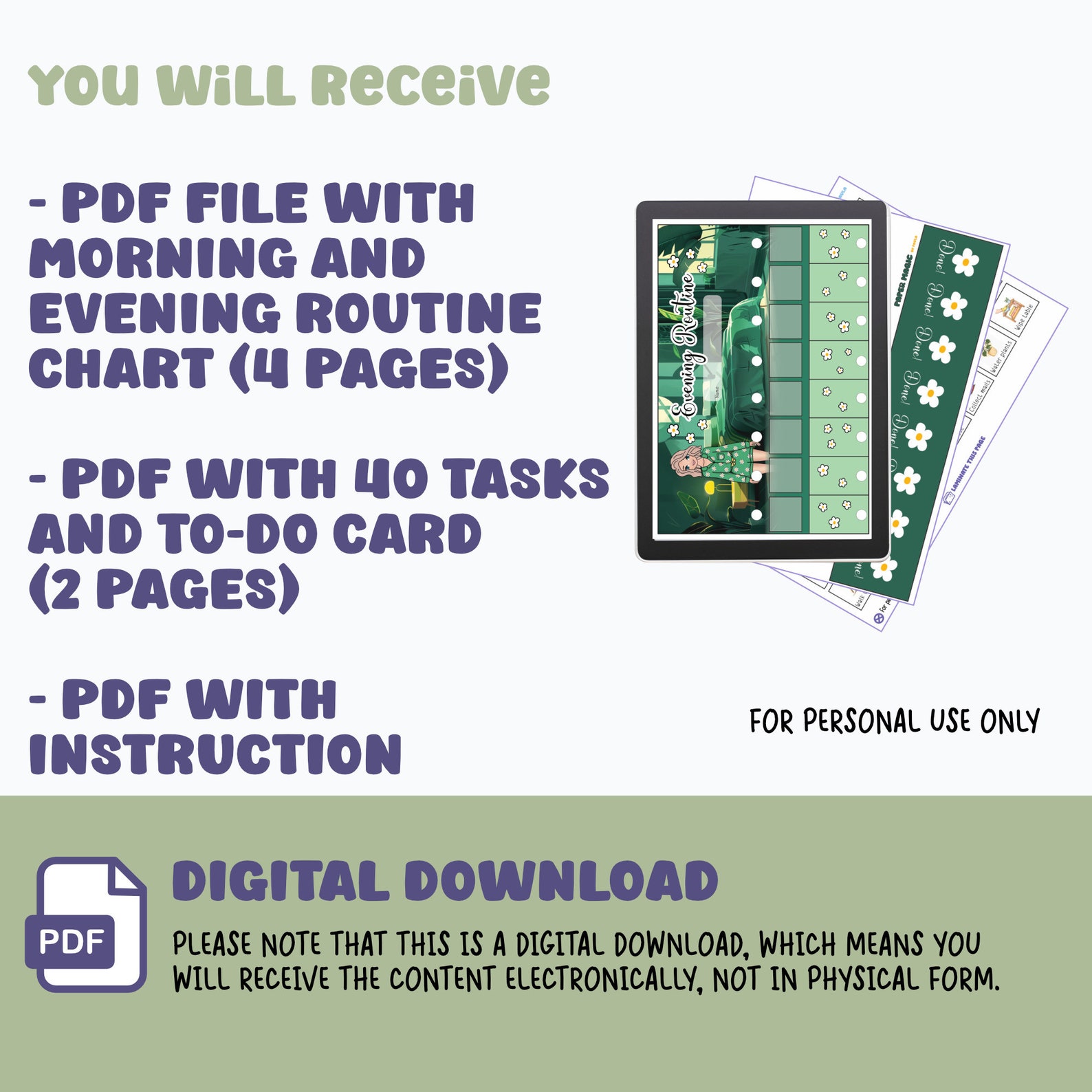 Printable Daily Routine Morning & Evening Routine Flip Chart Kids Daily ...