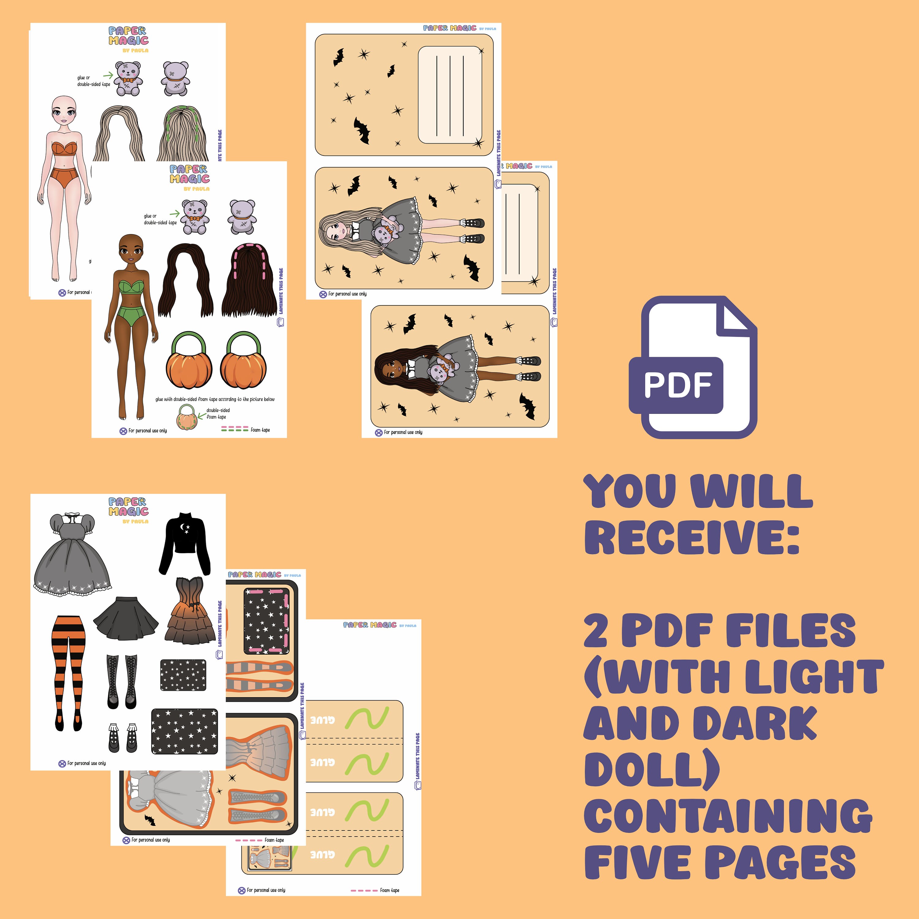 Printable Gothic Halloween Paper Doll: Spooky Dress-up Activity ...