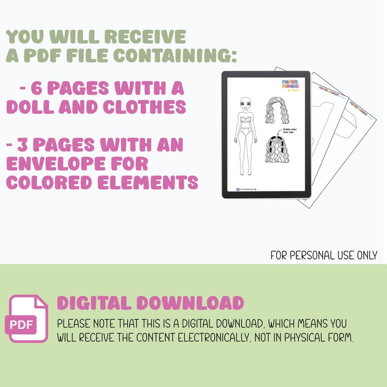 Chic Paper Doll Coloring Pages: Dress-up Clothes Activity (digital ...